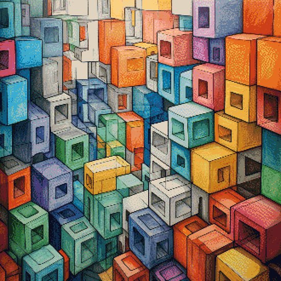 MyHobby Borduurpakket – Geblokt labyrint 60x60 cm - Aida borduurstof 5,5 kruisjes/cm... | bol