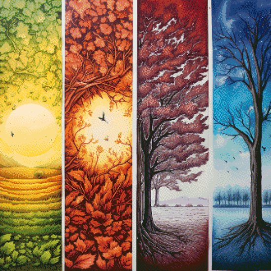 MyHobby Borduurpakket – Vier jaargetijden 60x60 cm - Aida borduurstof 5,5 kruisjes/cm... | bol