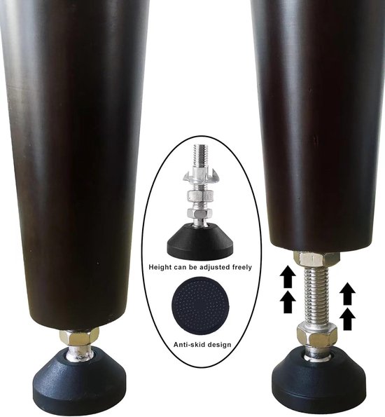 6 stuks stelvoeten M8 x 40 mm instelschroef M8, meubelvoet voet kan 400 ...