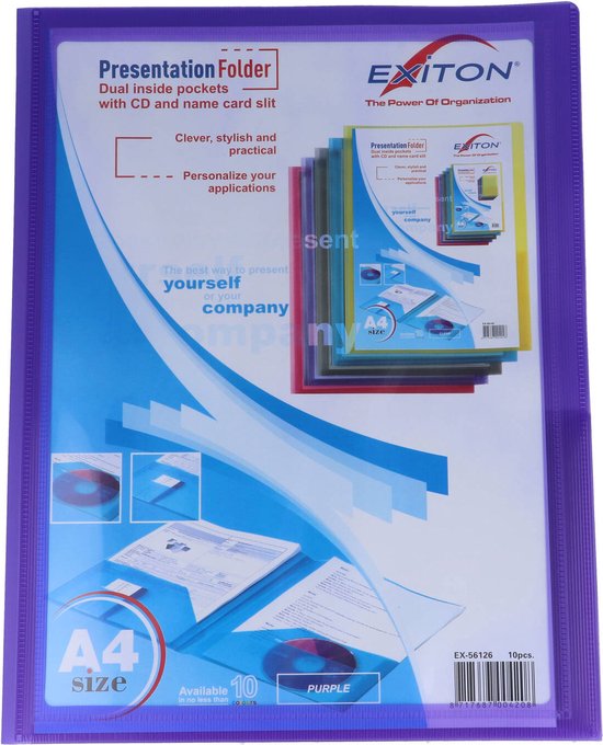Exiton documentenmap - A4 - Doorzichtig Paars - presentatiemap | bol