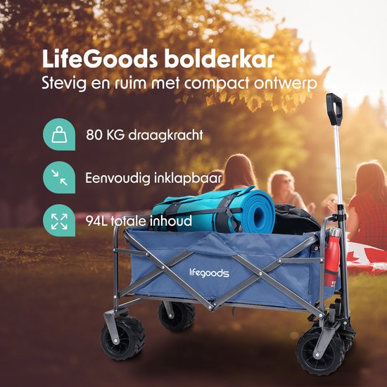 LifeGoods Bolderkar - Opvouwbaar - 80KG Draagkracht - 94L - Wasbaar ...