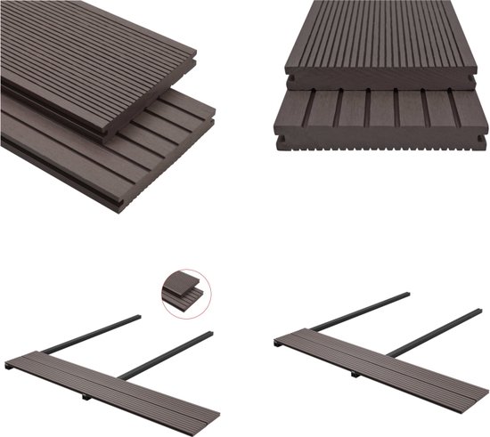 vidaXL Terrasplanken met accessoires 20 m² 4 m massief HKC donkerbruin ...