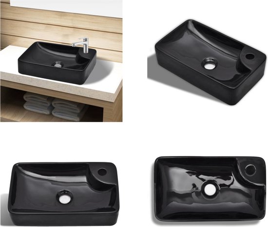 vidaXL Wasbak met kraangat- keramiek- zwart - Wasbak - Wasbakken - Was ...