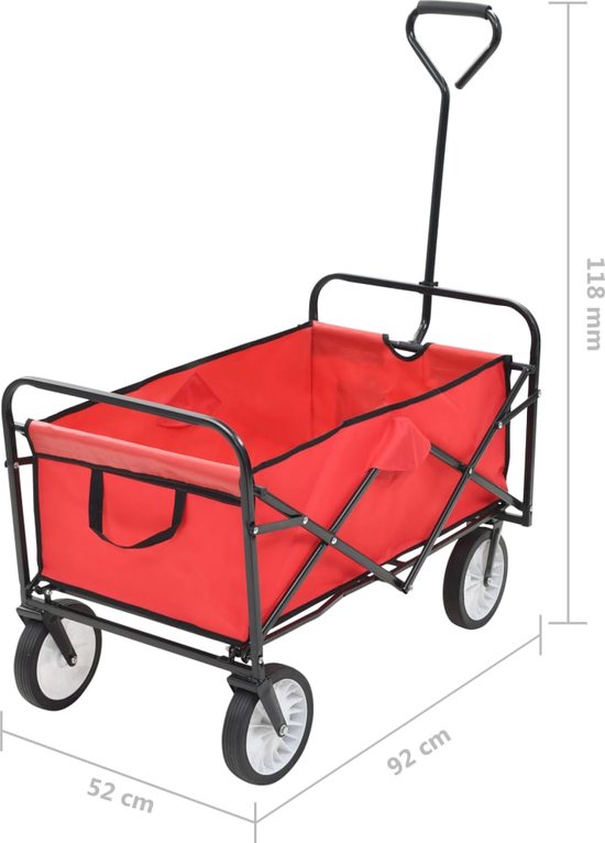vidaXL Handkar inklapbaar staal rood - Handkar - Handkarren ...