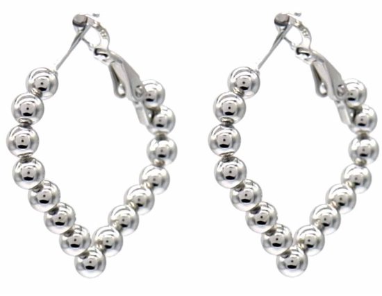 Oorbellen met Balletjes - Oorringen - RVS - 3 cm - Zilverkleurig | bol