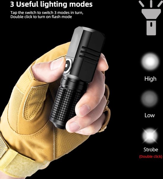 Mini LED Zaklamp op Batterijen - Zaklamp Batterij - Militaire Zaklamp - Kamperen &... | bol