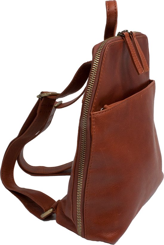 VLERCK - Frieda Backpack - Cognac - Rugtas - Leer - Leren rugtas ...