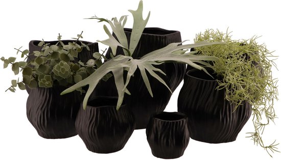 DK Design Bloempot/plantenpot organisch model Multan - 2x - zwart - D17 ...
