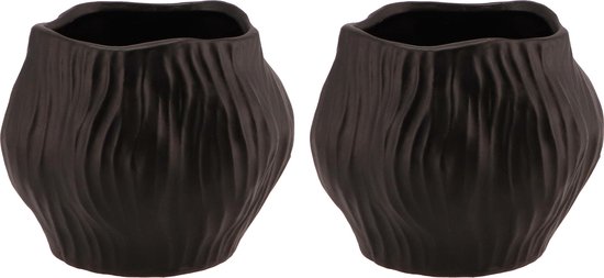 DK Design Bloempot/plantenpot organisch model Multan - 2x - zwart - D13 ...