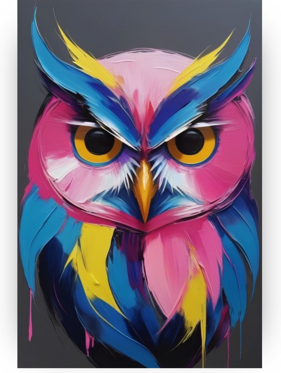 Neon uil poster - Vogel poster - Wanddecoratie uil - Vintage posters ...