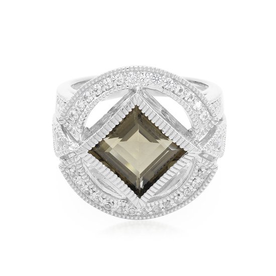 Cavill Berlin Luxe Rookkwarts Ring – 3,06 ct met Witte Topaas – 925 ...