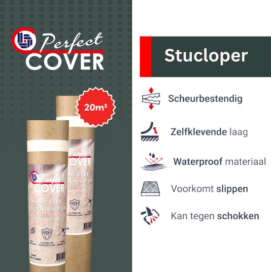 Perfect Cover® Stucloper | 20m² / 75gsm | 0,9m x 22m | Zelfklevend ...