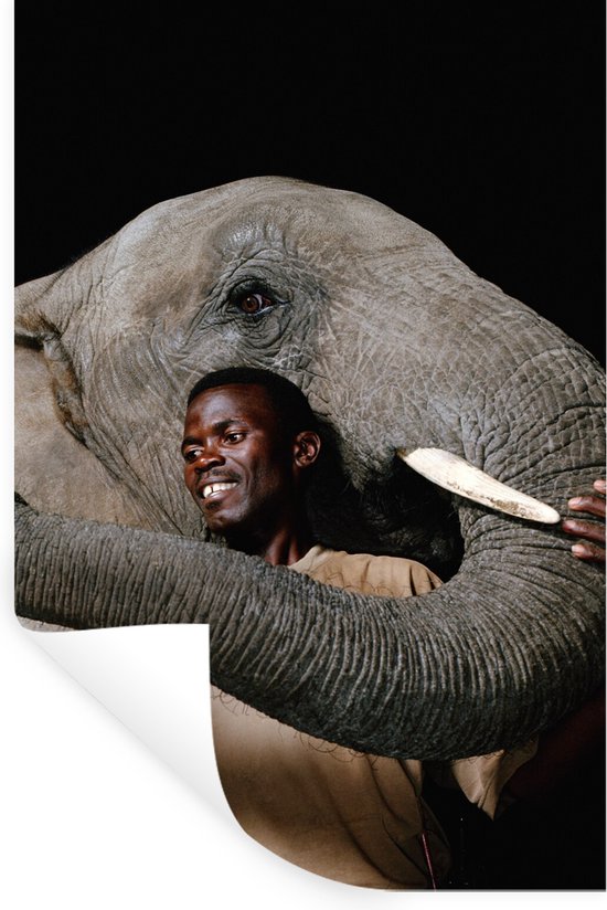 Muurstickers - Sticker Folie - Olifant - Man - Dieren - Zwart - 80x120 ...