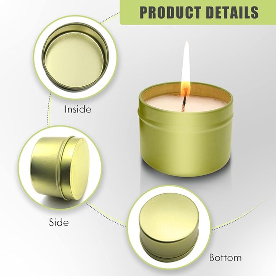 Kaars Tin 4 oz, 12 stuks kaars containers met 15 soja Pre Waxed Candle Wicks, metalen... | bol