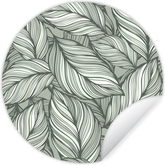 WallCircle - Muurstickers - Behangcirkel - Bloemen - Illustratie - Zwart - Wit - ⌀ 120... | bol