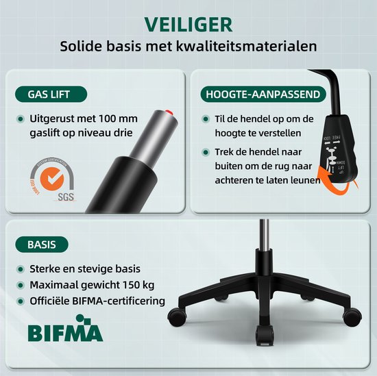 Ergonomische Bureaustoel - Bureaustoel - Bureaustoelen voor Volwassenen ...