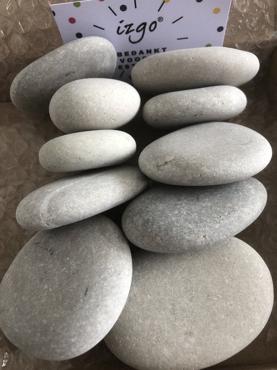 Schilderbare Happy Stone Stenen 10 Stuks Licht grijs - Vlakke en Ronde Keien verven -... | bol