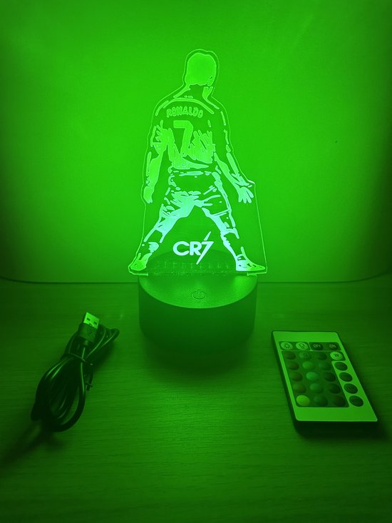 Lumi 3D Nachtlamp - 16 kleuren - Cristiano Ronaldo - CR7 - Voetbal ...