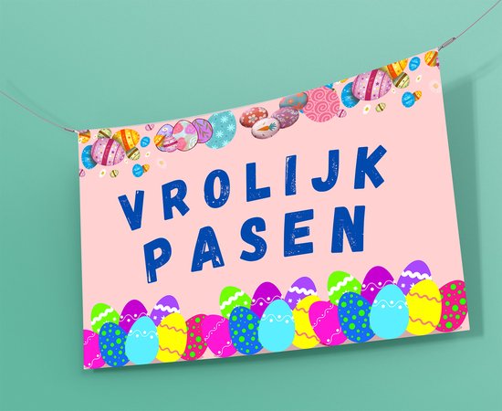 Vrolijk Pasen Banner - 210x140 cm - Paas Spandoek | bol