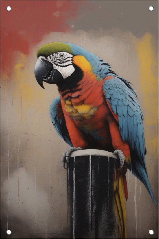 Tuinposter papegaai - Banksy posters - Poster vogel - Buiten - Poster ...