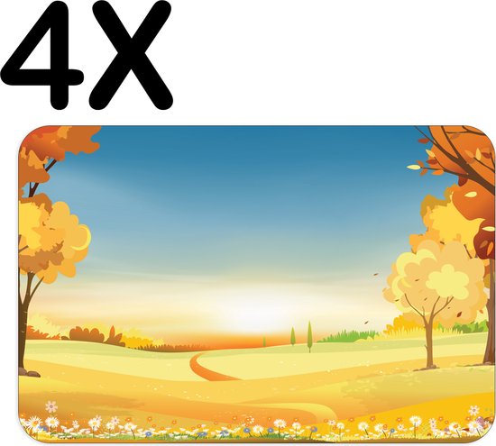 BWK Stevige Placemat - Getekend - Rustgevend Herfst Landschap - Set van ...