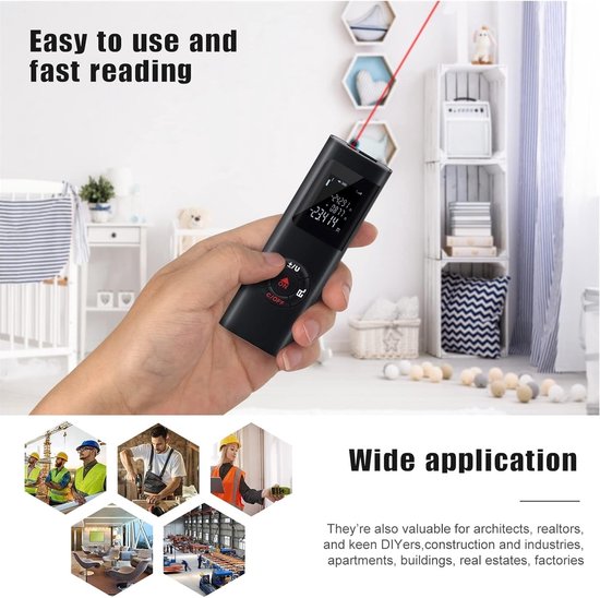Professionele Laser Afstandsmeter - 60 Meter Bereik - USB Oplaadbaar ...