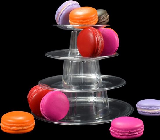 Macaron Tower Stand 4-laags transparant plastic ronde macaron toren ...