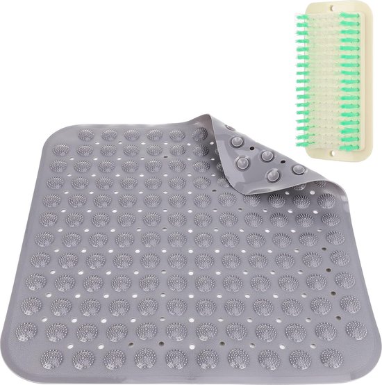 Douchemat, antislip, met schoenborstel, 48 x 48 cm, antislip, douchemat ...