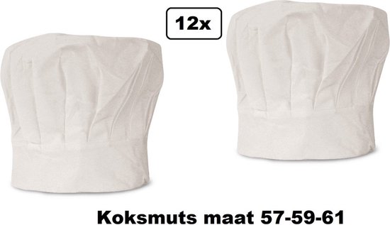 12x Koksmuts maat 57-59-61 assortie - Geleverd in 3 verschilende maten ...