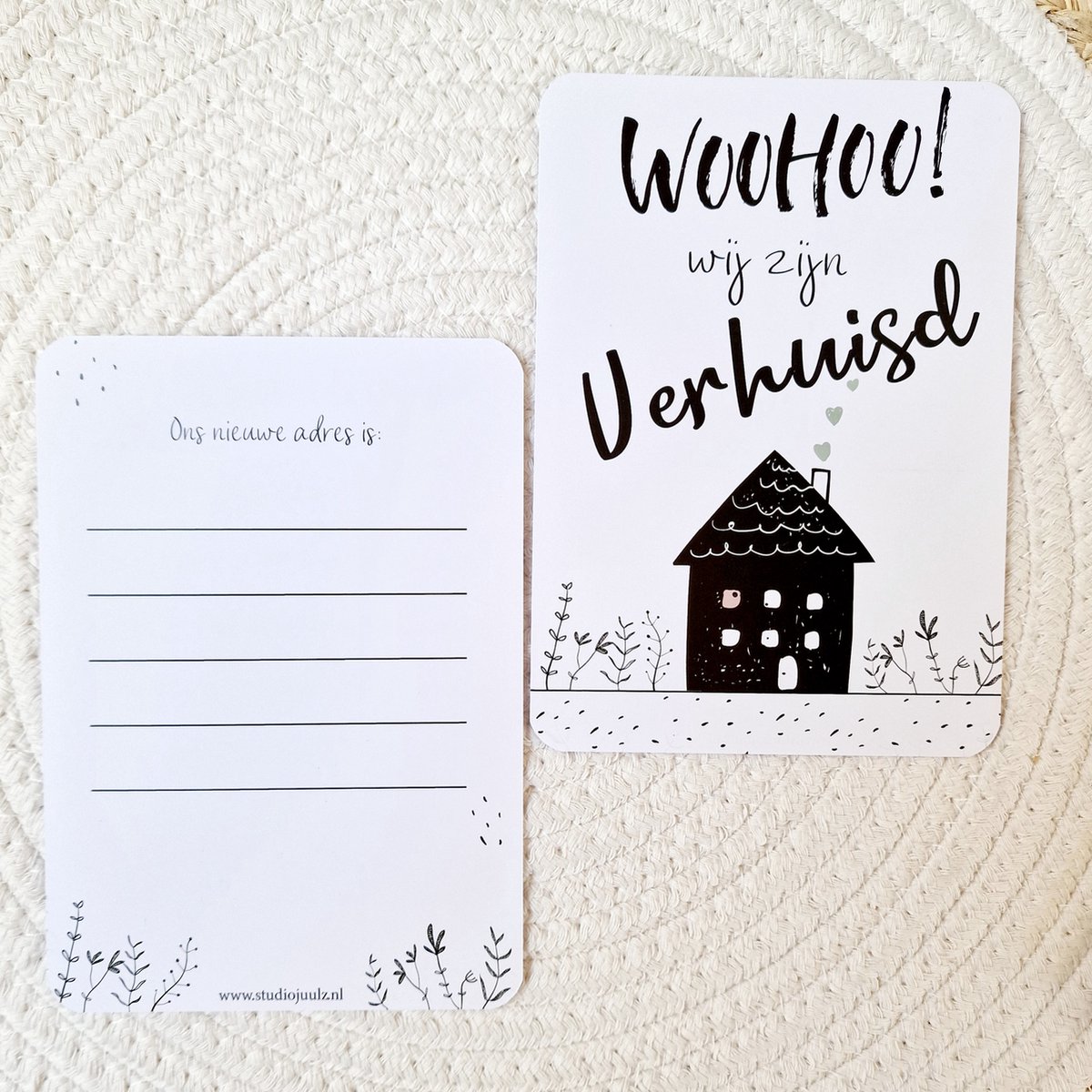 Studio Juulz - Verhuiskaart 20 x WOOHOO WIJ ZIJN VERHUISD | Huisje ...