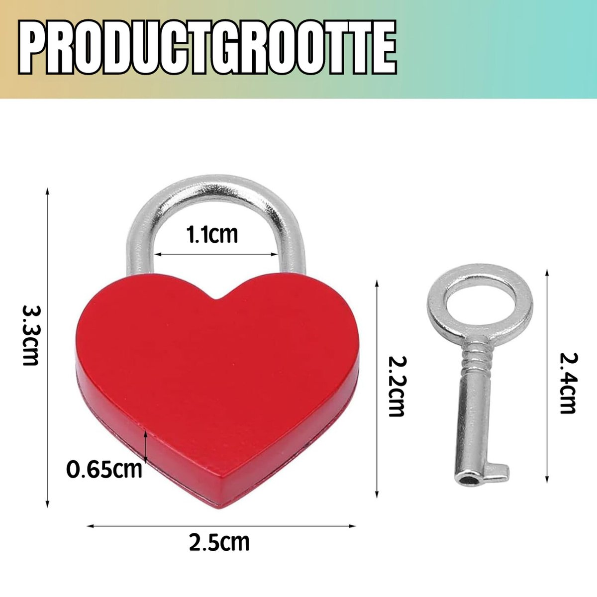 Hangslot Met Sleutel - Hartvormige Mini Hangsloten - Set van 2, Rood | bol