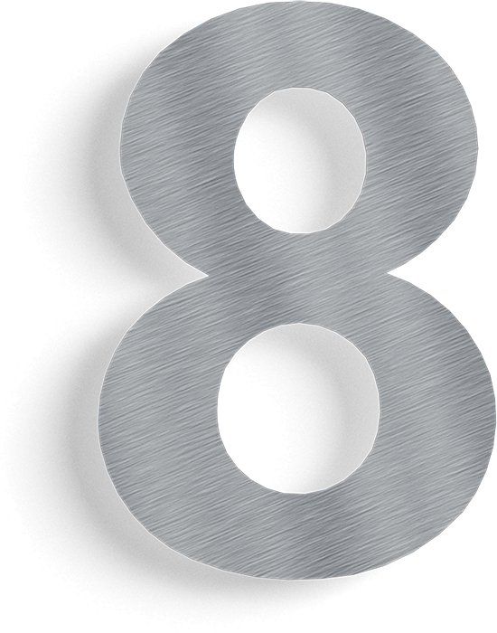 RVS (plak)huisnummer 8 - 15 - Lengte: 1.5cm - Kleur: Zilver | bol