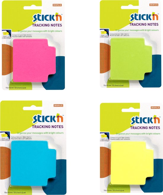 Stick'n notes - Bundel - 200 Sticky Notes - 4 x 50 stuks - Roze - Groen ...