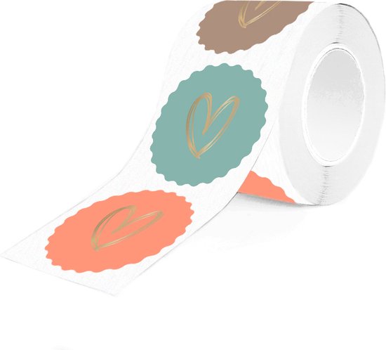 Stickers Goud Foil - 24 stuks - Stickers Heart Gold - Faded - ø 5,5 cm ...