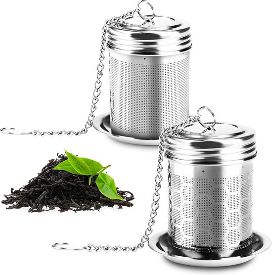 Theezeef, theefilter met deksel, afdruipbak, 304 roestvrij staal ...