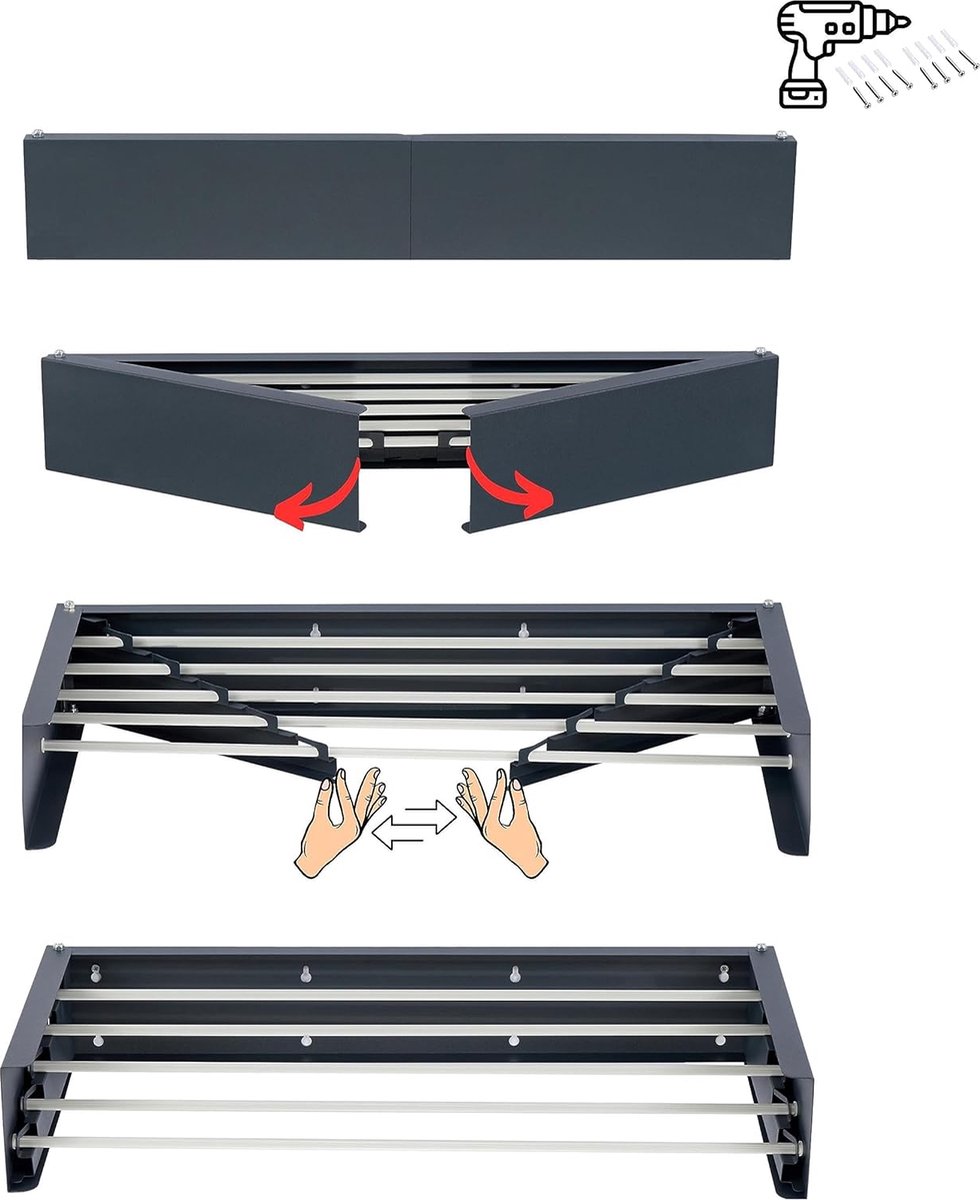 Equivera Wanddroogrek - Wanddroogrek Inklapbaar - Droogrek - Wand ...