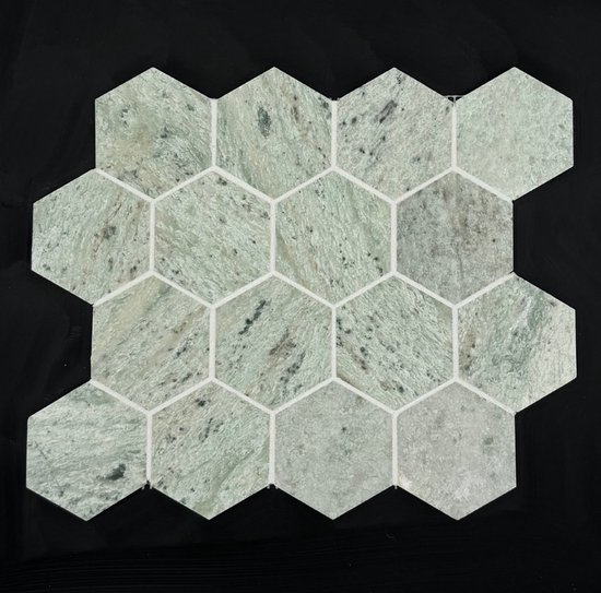 Natuursteen steenstrip mozaïektegel - Green marble big hexagon-Leno ...