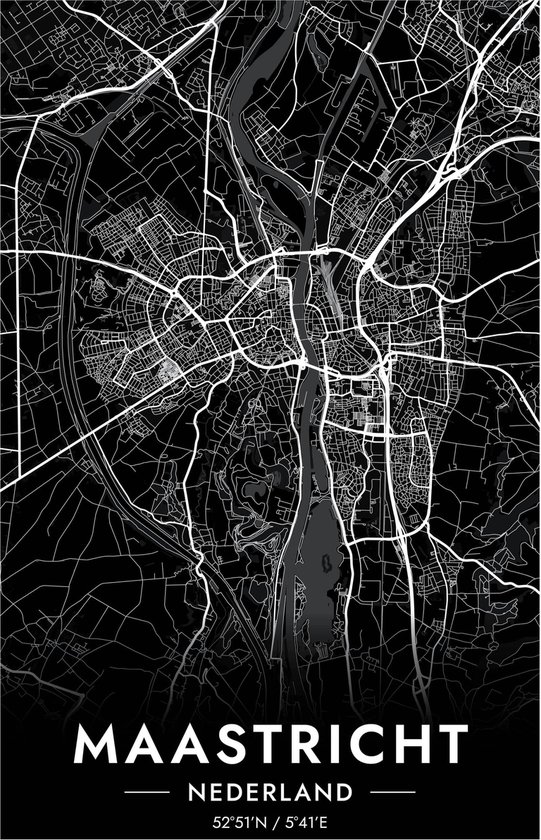 Maastricht Poster - Zwart - Map - Maastricht Map - Kaart van Maastricht - Stad -... | bol