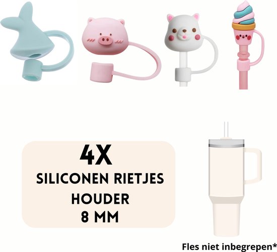 Siliconen rietje accessoire - beker niet inbegrepen - afsluitbaar ...