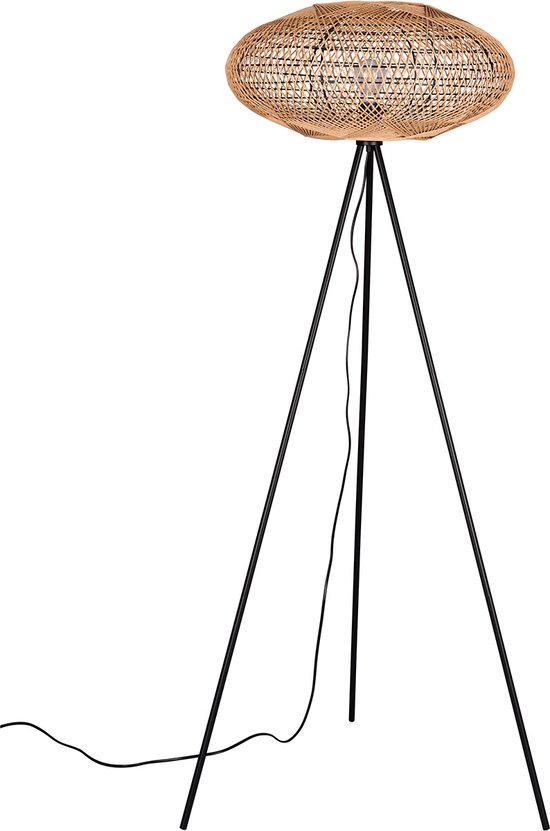 LED Vloerlamp - Trion Eddie - E27 Fitting - Rond - Mat Zwart - Metaal | bol