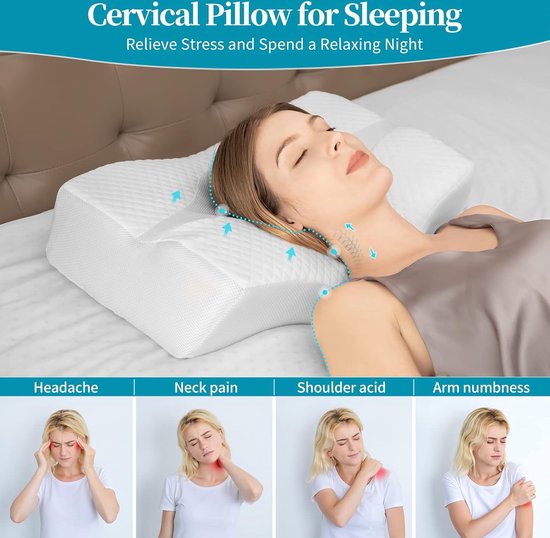 Orthopedisch Hoofdkussen voor Nekklachten - Traagschuim - Ergonomisch Kussen voor... | bol