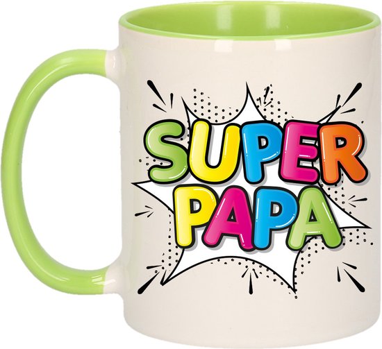 Bellatio Decorations Cadeau koffie/thee mok voor papa - groen - super papa - 300 ml -... | bol
