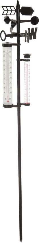 Cepewa tuin regenmeter/weerstation - op stok - 150 cm - metaal -... | bol