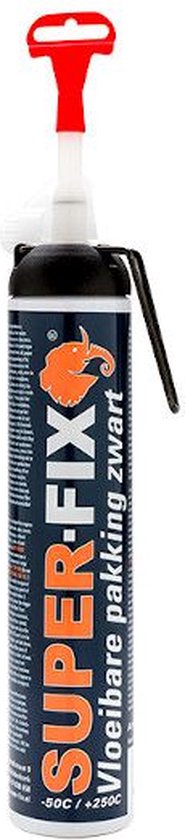 Super-Fix vloeibare pakking - zwart - 200 ml | bol