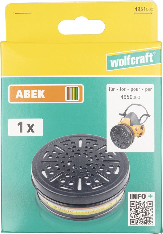 wolfcraft - Filter ABEK voor Halfgelaatsmasker - 4951000 | bol