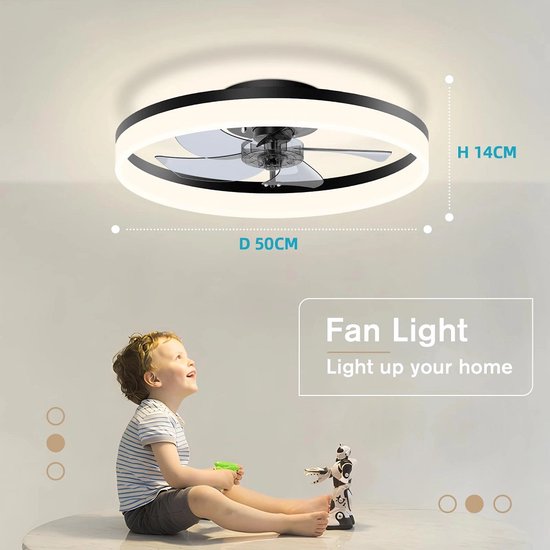 LuxiLamps - Crystal Ventilator Lamp - Plafondventilator - Met Dimmer ...