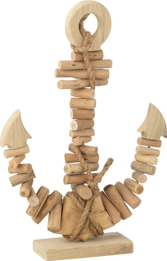 J-Line decoratie Anker Op Voet - hout - naturel | bol