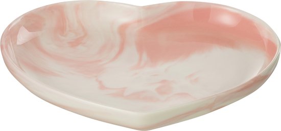 J-Line Hart bord - porselein - wit/roze - 8 stuks | bol