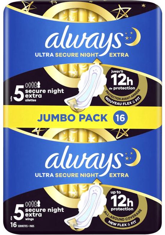 Always Secure Night Maandverband - Extra met vleugels - 16 stuks | bol