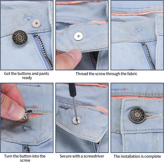 30 stuks vervangende jeansknoppen, 17 mm, jeansknoppen, broekknopen ...